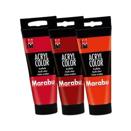 Marabu Acrylfarbe 3x Marabu Acrylfarbe Acryl Color je 100ml Flasche (1x zinnoberrot 006