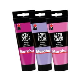 Marabu Acrylfarbe 3x Marabu Acrylfarbe Acryl Color je 100ml Flasche (1x magenta 014
