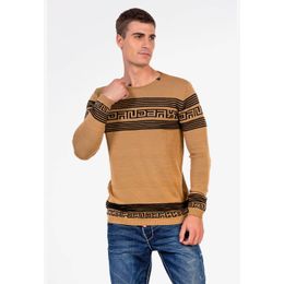 Cipo & Baxx Strickpullover CIPO & BAXX Gr. M, braun (camelfarben) Herren Pullover Rundhalspullover