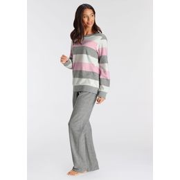Pyjama Vivance Dreams Gr. 36/38, grau (grau, rosa) Damen Homewear-Sets Pyjamas