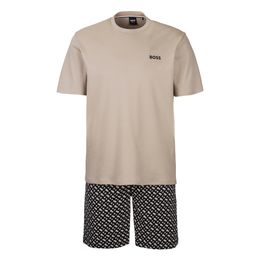 Pyjama BOSS "Relax Short Set" Gr. M (50), braun (dark beige256) Herren Homewear-Sets Pyjamas