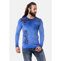 Cipo & Baxx Langarmshirt CIPO & BAXX Gr. L, blau Herren Shirts Langarm