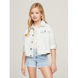 Jeansjacke Tommy Hilfiger "DENIM TRUCKER JACKET WHITE" Gr. 8 (128), weiß (white) Mädchen Jacken Jeansjacken