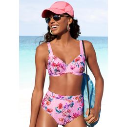 Highwaist-Bikini-Hose Sunseeker "Modern" Gr. 44, N-Gr, rosa (rosa, bedruckt) Damen Badehosen Ocean Blue