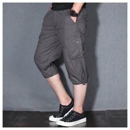 ManKle 3/4-Hose Männer Bermuda Shorts Multi Taschen Sommer Gummibund Lässig