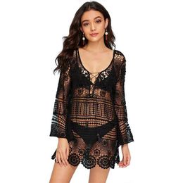 ZWY Strandkleid Sunscreen Sexy Lace Loose Beach Vacation Cover Up Kleid