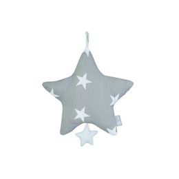 Roba® Spieluhr Little Stars "LALELU " Einschlafhilfe • Textil-Stern waschbar • Babyzimmer Deko 27cm x 27cm grau/weiß