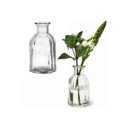 Annastore Dekovase 6 x Vasen aus Glas geriffelter Optik Blumenvasen Glasvasen Vintage