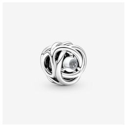 Pandora Charm-Einhänger 790064C01 Charm Damen April Geburtsstein Klarer Ewigkeitskreis Silber