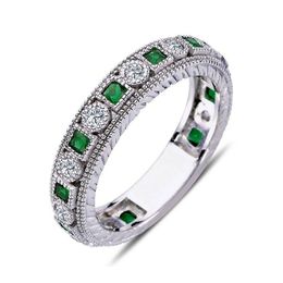 EinStein Diamant Diamantring Diamant Princess Smaragd rundum Memoire Ring 14 Karat Weißgold