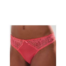 Vivance String mit seitlichen Spitzeneinsätzen in blumiger Optik, rosa