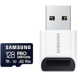 Samsung PRO Ultimate microSD 128GB Speicherkarte (128 GB, Video Speed Class 30 (V30)/UHS Speed Class 3 (U3), 200 MB/s Lesegeschwindigkeit), blau