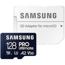 Samsung Pro Ultimate 128 GB Speicherkarte (128 GB, Video Speed Class 30 (V30)/UHS Speed Class 3 (U3), 200 MB/s Lesegeschwindigkeit), blau
