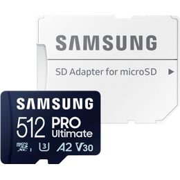 Samsung Pro Ultimate 512 GB Speicherkarte (512 GB, Video Speed Class 30 (V30)/UHS Speed Class 3 (U3), 200 MB/s Lesegeschwindigkeit), blau