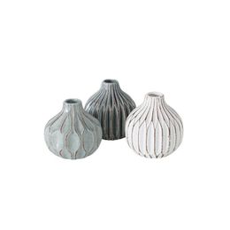 Boltze Dekovase Vase im 3er Set im Shabby Chic Look aus Keramik Blumenvase Weiß