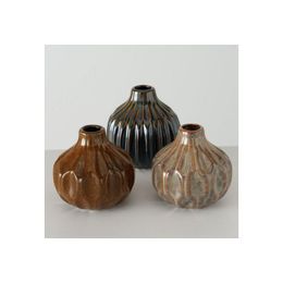Boltze Dekovase Vase im 3er Set im Shabby Chic Look aus Keramik Blumenvase Braun