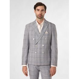 Finshley & Harding Finshley & Harding London Baukasten-Sakko mit Leinen-Anteil Herren Slim Fit Baumwolle kariert, indigo