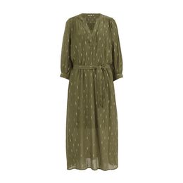WE Fashion Kleid Damen Größe 42 oliv / weiß Winterkleid