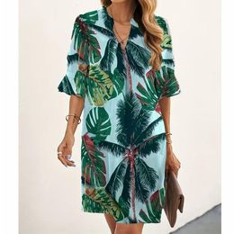 AFAZ New Trading UG Sommerkleid Damen-Sommer-Patchwork-loses Kurzarm-Kleid mit V-Ausschnitt