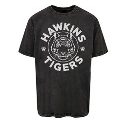F4NT4STIC Shirt 'Stranger Things Hawkins Grey Tiger Netflix TV Series' male Black size S