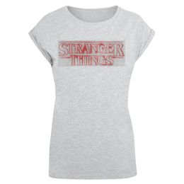 F4NT4STIC T-Shirt 'Stranger Things Netflix TV Series' Damen Gr&ouml;&szlig;e 5XL graumeliert / dunkelrot
