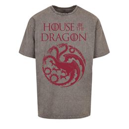 F4NT4STIC T-Shirt 'House Of The Dragon Targaryen Crest Logo' Herren Gr&ouml;&szlig;e 4XL graphit / burgunder