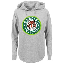 F4NT4STIC Sweatshirt 'Stranger Things Hawkins Tiger Netflix TV Series' Damen Gr&ouml;&szlig;e L grau / tanne / grasgr&uuml;n / wei&szlig;