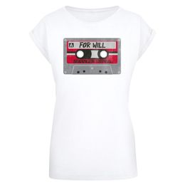 F4NT4STIC T-Shirt 'Stranger Things Cassette For Will Netflix TV Series' Damen Gr&ouml;&szlig;e XXXL dunkelgrau / rot / wei&szlig;