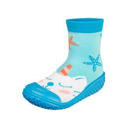 Playshoes Wasserschuh 'Einhornmeerkatze' Jungen Gr&ouml;&szlig;e 18.5 hellblau / mint / orange / wei&szlig;