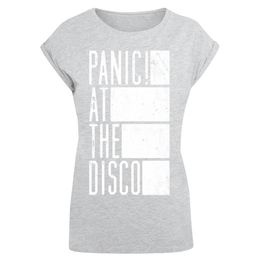 F4NT4STIC T-Shirt 'Panic At The Disco Block' Damen Gr&ouml;&szlig;e 5XL graumeliert / wei&szlig;