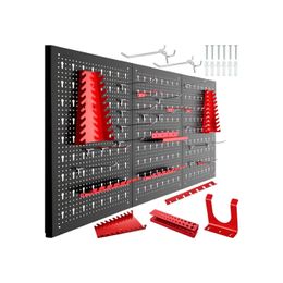 TecTake Lochwand Werkzeuglochwand mit 25 Haken und Halterungen