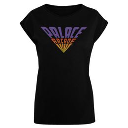 F4NT4STIC T-Shirt 'Stranger Things Palace Arcade Netflix TV Series' Damen Gr&ouml;&szlig;e L safran / lila / feuerrot / schwarz