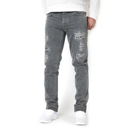 Nudie Jeans Slim-fit-Jeans Grim Tim Grey Phantom Destroyed