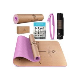 Kesser Yogamatte, Yogamatte Kork Inkl. Tragegurt Tasche Yoga-Block Gymnastik