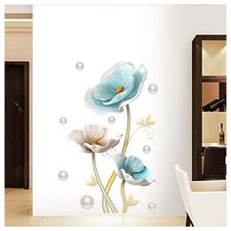 KIKI Aufkleber Blaue Blume Wandaufkleber Wohnzimmer Schlafzimmer Dekoration
