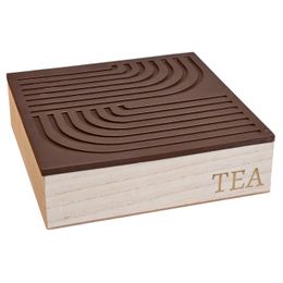 Meinposten Teebox 9 Fächer Regenbogen Teekiste Holzkiste TEA Box mit Deckel Holz