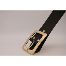 AnnaMatoni Ledergürtel mit goldener Schließe, schwarz