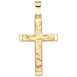 Jobo Kreuzanhänger Anhänger Kreuz, 585 Gold, gelb|goldfarben