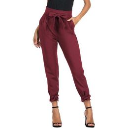 KIKI Latzhose Damen Hose High Waist Elegant Bleistifthose Casual Schleife