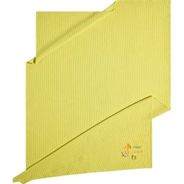 Wohndecke kneer "Happy Camper" Wohndecken Gr. B/L: 150 cm x 210 cm, gelb (sonnengelb) Baumwolldecken