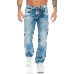 Cipo & Baxx Cipo & Baxx Regular-fit-Jeans Herren Jeans Hose mit ausgefallenem Kontrastnahtdesign Verschiedene dicke Kontrastnähte und kleine Akzente