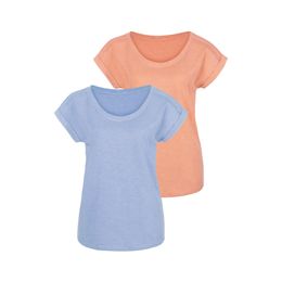 T-Shirt Vivance Gr. 40/42, bunt (orange, hellblau) Damen Shirts Jersey