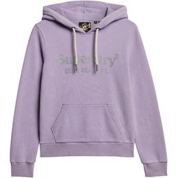Kapuzensweatshirt Superdry "METALLIC VENUE LOGO HOODIE" Gr. L, lila (light lavender purple) Damen Sweatshirts