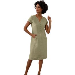 Sommerkleid CREATION L PREMIUM "Leinen-Kleid" Gr. 40, Normalgrößen, grün (khaki) Damen Kleider Knielange