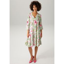 Tunikakleid Aniston CASUAL Gr. 38, N-Gr, bunt (jade, fuchsia, pink, weiß, apfelgrün, grün, rosa, hellbraun) Damen Kleider Sommerkleider Bestseller
