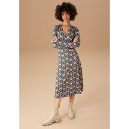 Jerseykleid Aniston CASUAL Gr. 38, N-Gr, bunt (petrol, beige, braun) Damen Kleider Freizeitkleider