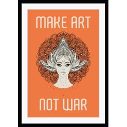 Bild queence "MAKE ART NOT WAR 2.0" Bilder Gr. B/H: 50 cm x 70 cm, Wandbild Sprüche & Te x te Hochformat, orange Kunstdrucke