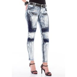 Cipo & Baxx Röhrenjeans CIPO & BAXX Gr. 26, Länge 34, blau (blau, mehrfarbig) Damen Jeans Röhrenjeans