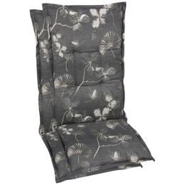 Sesselauflage GO-DE Polsterauflagen Gr. B/H/T: 50 cm x 6 cm x 118 cm, Floral 2 St., grau (taupe) Gartenstuhlauflagen