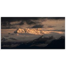 Glasbild Artland "Dents du Midi, Schweizer Berge" Bilder Gr. B/H: 100 cm x 50 cm, Glasbild Berge Querformat, 1 St., grau Glasbilder